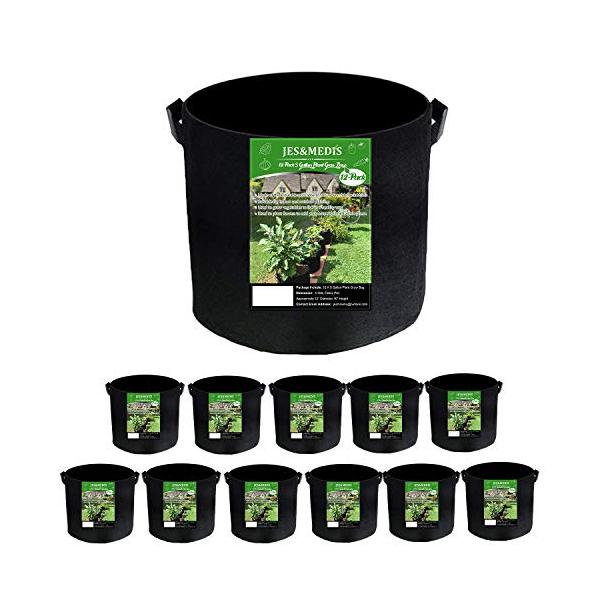 ・ブラック 5ガロン_25Hｘ30D ・・PackageQuantity:12Size:5ガロン_25Hｘ30D・? 素材：環境に優しい不織布、12pcs、5ガロン（18L）、サイズ：高25 X 直径30cm、重量：約110g *12 カラ...