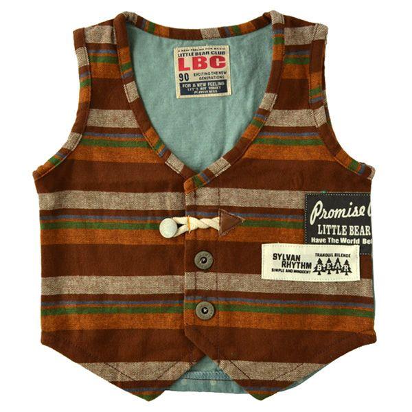 フォークロア調の前身頃に、後身頃には水玉模様のダンガリー。意識的なミスマッチがとてもおしゃれなデザインベストに仕上がりました。１枚は持っていたいヘビロテアイテムです！■素材：コットン100％■ブランド：LITTLE BEAR CLUB (日本）