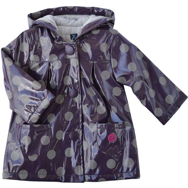 グレッシュなパープル地にグレーのドットがおしゃれなコート。ベビーちゃんにはめずらしく大人っぽいエナメルコートです。内側は肌あたりの良いコットン素材。外側は光沢のあるポリエステル素材で、汚れたときなどのお手入れが簡単です。冷たい雨の降るときな...