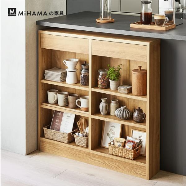 【サイズ】[本体]幅90×奥行15.5×高さ87cm[内寸]OP部幅42×奥行13.5×高さ64cm 2か所引き出し内 幅39×奥行10×高さ6cm　[棚板]こぼれ止め有り  奥行12cmこぼれ止め無し 奥行13.5cm[可動棚]4枚【重量...