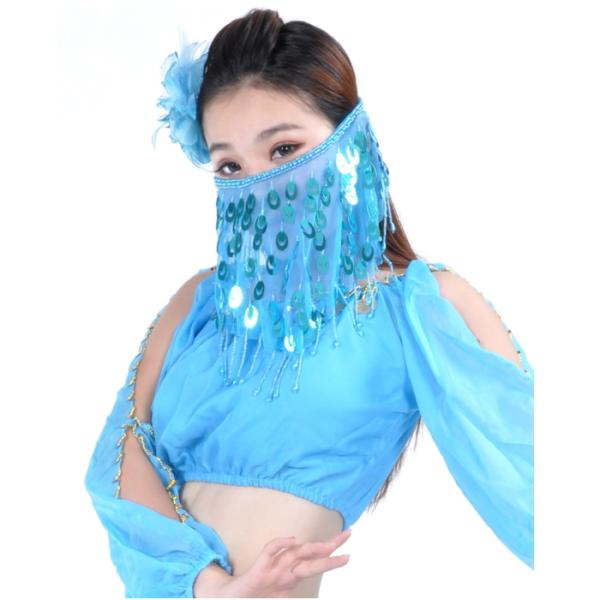 【メール便】■ライトブルー lightblue  の【新品】出品です。目から下の顔を隠す為のフェイスベール。民族的背景よりオリエンタルダンスなどで使用されています。フェイスベールで、一気にミステリアスな雰囲気に。 とても軽く、通気性の良く、...