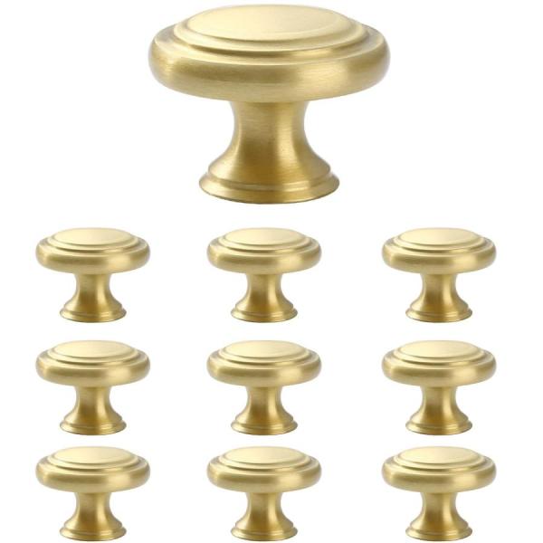 【ハンドルサイズ】キッチンキャビネット丸真鍮ハンドル、単穴用、重量57g、幅32mm、高さ24mm。小さくて持ち運び可能なハンドル、キッチンキャビネットの使用に最適【高品質素材】キャビネットプル、真ちゅうですべて無垢鍛造。硬度が高く、使用時...