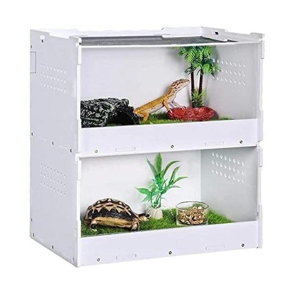 ● 二層爬虫類給餌箱：このペットケージは、あらゆる種類の爬虫類、昆虫、両生類、無脊椎動物、トカゲ、クモ、カメレオン、カエル、ヘビなどに適しています。● 独立隔離：各部屋に独立隔離があり、噛む、戦うなどの行動を防ぐために、同時に2匹以上の爬虫...