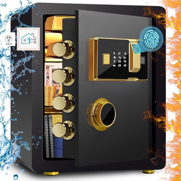 【指紋・暗証番号・キー3種類の開錠方法　速やかに出し入れ】 指紋認証金庫はテンキー式金庫より高い安全性、正確性、利便性があります。生体認証指紋センサーを使用して、センサーに指をかざすだけで簡単に開錠され、貴重品を速やかに出し入れできます。暗...