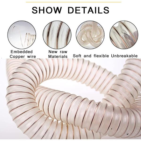 **耐摩耗性と強度：高品質のPU製で、耐久性、強度、取り付けが簡単、高い耐寒性、圧縮性、耐オゾン性、耐老化性を備えています。**インラインスパイラル銅メッキワイヤー強化：埋め込まれた銅メッキスプリングワイヤーの伸びは悪くなく、より耐疲労性が...