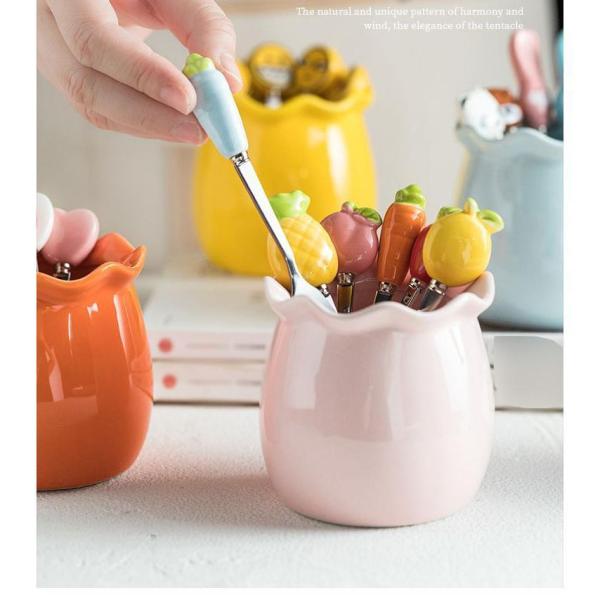 商品名:送料無料 フードピックセット カトラリー フルーツピック フォーク 6本入り フルーツフォーク フルーツピック ミニフォーク ピックフォーク 台座付き かわいい                            商品説明:デザー...