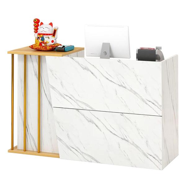 【モダンスタイル】このスタイリッシュで洗練されたレセプションデスクを加えることで、来客や同僚に歓迎の印象を与えることができます。【広々とした収納カビー】広々としたデスクトップは、3つの独立した収納スペースを含め(1つのロック付き引き出し)、...