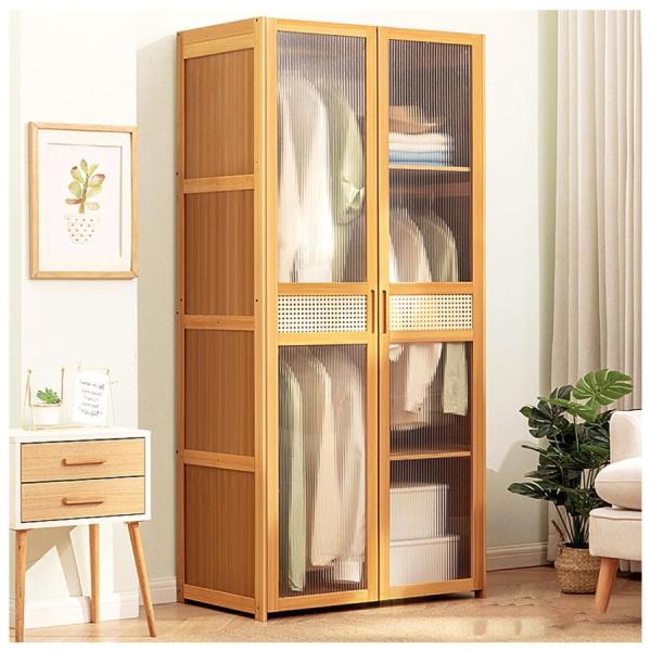 【天然竹構造】：竹製ワードローブは天然の竹素材でできており、衣類ハンガーの表面を滑らかにするために磨かれ、ニスが塗られており、防水性、環境に優しく、耐腐食性があり、強力な耐荷重能力と耐久性を備えています。【丈夫で耐久性のある安定したスタンド...