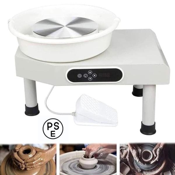 【電動ろくろの素材】電動ろくろ高品質の金属ボディとアルミニウム合金ターンテーブルを使用した、350Wの強力なモーターを内蔵しています、防錆性、耐久性に優れています。ABS 取り外し可能な水受け、お手入れが簡単。【陶芸 ホイールマシン 仕様】...