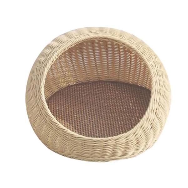 【商品名】キャットハウス 猫用ベッド ペットベッド キャットベッド ハウス 猫 ペットハウス 籐 かご 手編み 手織り ラタンベッド 　【素材】籐 ラタン　【サイズ】M：外寸（約）44*45*28cm 間口直径（約）30cm L：外寸（約）...