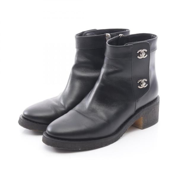 ■状態ランクB使用感、傷、擦れ、汚れが見られます■ブランド名CHANEL（シャネル）■商品名ココマーク ショート ブーツ■サイズ表記サイズ：38C海外靴サイズ：38Cヒール高：約5cmブーツの高さ：約17cm■カラー ブラック系■素材 レザ...