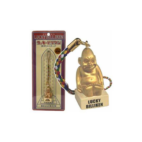 足の裏をなでると願いがかなう、Billikenの携帯ストラップです。生まれ月とそのラッキーキーワード付。サイズ：全長 約11cm、フィギュア部分 3cmカラー：ゴールド台座の裏にラッキーキーワードがついています。10月は”忍耐”※ストラップ...