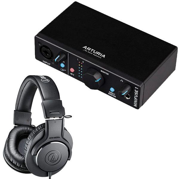 《セット内容》・Arturia オーディオインターフェイス MiniFuse1 ブラック(1in2out)・audio-technica ヘッドホン ATH-M20X