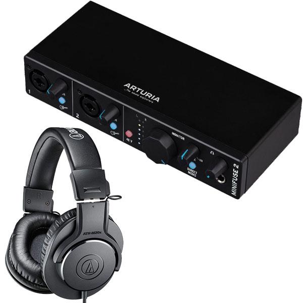 《セット内容》・Arturia オーディオインターフェイス MiniFuse2 ブラック(2in2out)・audio-technica ヘッドホン ATH-M20X