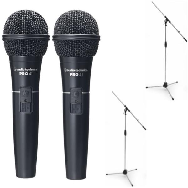 《セット内容》PRO41 2本　スイッチ付 ダイナミックマイク XLRケーブル 専用 ポーチ マイクイホルダー 付属MS09C 2本　ブームマイクスタンド高磁力マグネット使用の新ユニットを搭載したボーカルマイクのニュースタンダードモデル≪付...