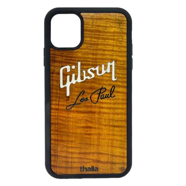 【売り切り特価：iPhone 11 サイズ】 Thalia AAA (Curly) Hawaiian Koa / Gibson PEARL Les Paul Script Engraved / iPhoneケース