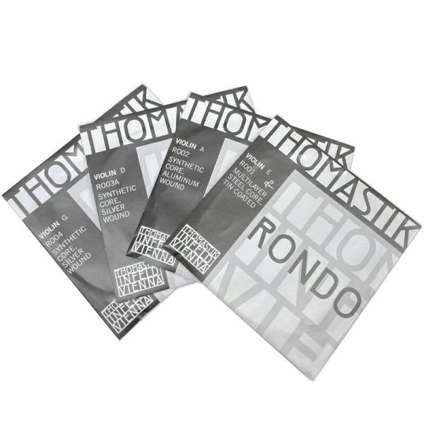 著名なバイオリニストにも愛されるRONDOシリーズ。温かさと鮮明さ両方感じられるバイオリン弦です。E：マルチスチールコア／スズメッキA：シンセティックコア／アルミ巻D：シンセティックコア／シルバー巻G：シンセティックコア／シルバー巻