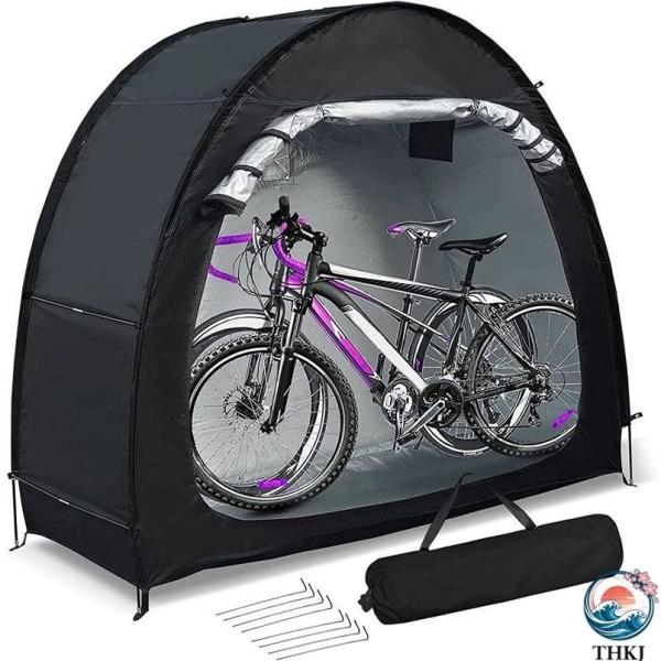 自転車テント展開サイズ：200×80×165 cm、折りたたみサイズ：50*15*15 cm、重さ2.3 KG、大人用自転車1-2台収納可能。 高品質の420Dオックスフォード布とコーティング防水裏面を用いて作られた耐水圧は4000mmで、...