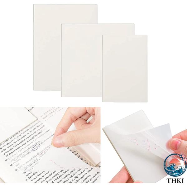 ? 【透明付箋】透明なので下の字や絵を隠さず、上から文字を書くことができます。貼る部分も透明で字の上に貼っても読めるので、貼る場所に悩むこともありません。? 【フィルム付箋の特徴】この付箋はフィルム素材（PET）を採用されて耐久性良いし、破...