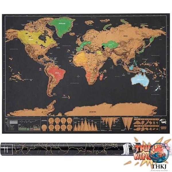 ■商品説明■  ●サイズ： 世界地図: 82.5*59.4cm  宇宙地図: 57.5*41.8cm   ■普通の地図だけではなく、表面の銅箔コーチングを硬貨でこそげ落とすなら、すぐに新世界を展示されております。 ■持ち運びや保管が簡単なよ...