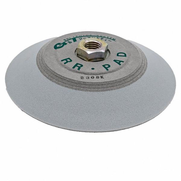 G&amp;T　新型RRパット　RRパットプラス150mm径取り付けネジは低床タイプのためスピンドルの交換が必要となります。低重心変換スピンドルと合わせて御利用下さい。パットに付けるネジは16mmφです。ポリシャーによってはスピンドルの交換...