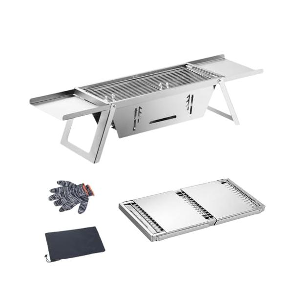 シルバー/-/SKL2501・?【秒速に組み立て・収納可能】コンパクトな卓上バーベキューコンロは、収納袋から取り出してすぐに展開可能。脚を開くだけで設置完了、撤収も灰を捨てて折りたためば簡単に収納できます。軽量で持ち運びしやすく、キャンプや...