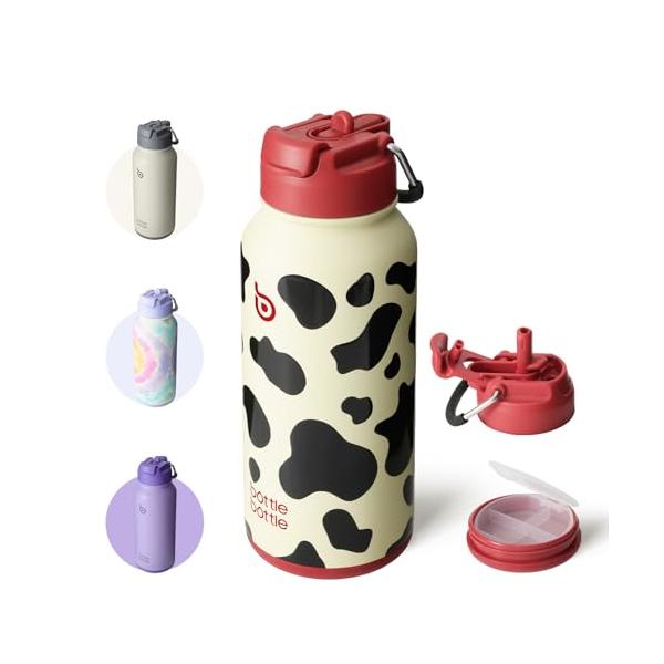 カウ/850 ml/B2C01130B・Color:カウ・【二通りの飲み方ができる便利な蓋】Bottle Bottle水筒は、日常のさまざまなシーンで使いやすい二通りの飲み方ができる蓋を採用しています。直飲み口で水が飲めるだけでなく、ストロ...