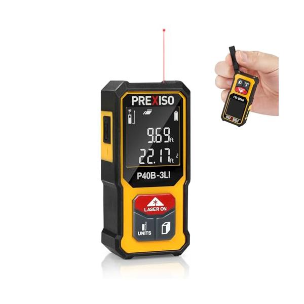 イエローP40/-/-・【製品仕様】レーザークラス：クラス2、620-690nm、1mW以下；測定範囲：0.35m〜40m；測定公差：±3mm；一人でも簡単に距離、面積など測定できますので、DIYや一般的な土木現場の室内測定に向いています。...