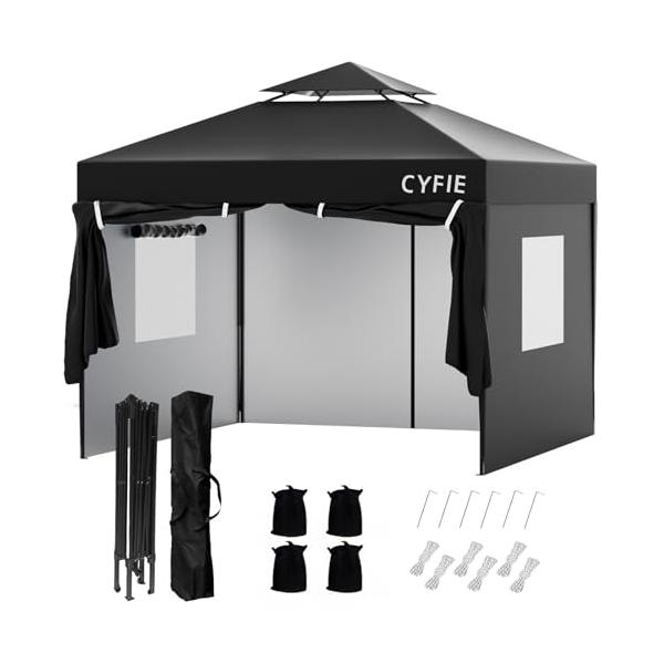 ブラック/3m*3m（サイドシート4枚付）/L032-RM-LP・Color:ブラックSize:3m*3m（サイドシート4枚付）・【安定性抜群の強化版のスチールフレーム】?高品質で丈夫なスチールフレームを採用し、構造の安定性を大幅に強めてい...