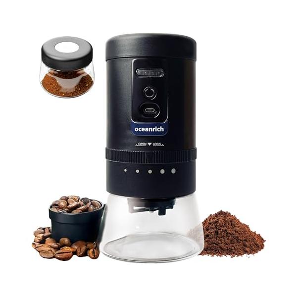 ポータブル自動電動黒/8.5L×8.5W×17.5Hcm/UQ-ORG1BKR・パッケージ個数:1・oceanrich・電動ミル復刻版 コーヒー豆を入れてボタンを押すだけ 電源不要のポータブル電動ミル・容量ホッパー：約20g(投入量) ガラ...