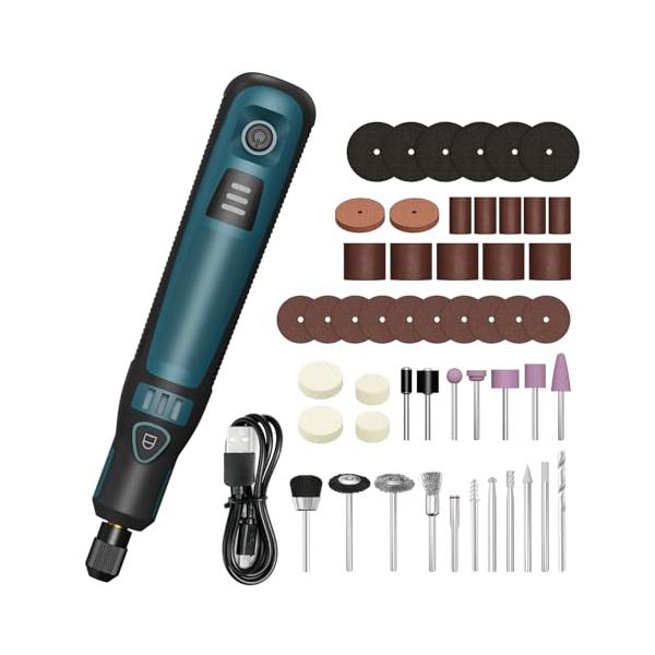 BlackBlue-50p/-/-・Color:BlackBlue-50p・「3段変速可能」　5000RPM、10000RPM、15000RPMの3段階スピード切替できます。作業の内容又は取り扱いの材料に合わせて、適切なスピード調整は実現で...