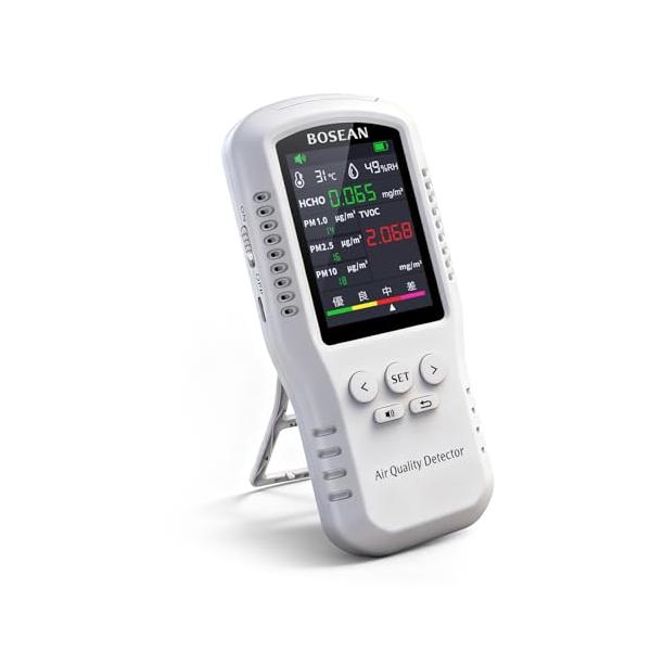 シンプル白い/-/T-Z01-pro・Color:白い・??【データで視覚化 ニオイチェッカー】環境指標が一目瞭然！この空気測定器は温度、湿度、PM2.5、ホルムアルデヒド、揮発性有機化合物をリアルタイムで包括的に監視。全てのデータを明確に...