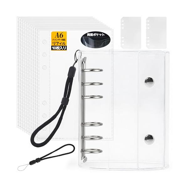 透明カバー/-/-・Color:透明カバー・【高透明3層フィルムで美しく整理】A6サイズのシールバインダーに最適な、10.6cm×16.5cmの透明シール台紙を10枚セットご用意。3層構造の特殊フィルムが立体シールやカード、写真をしっかり固...