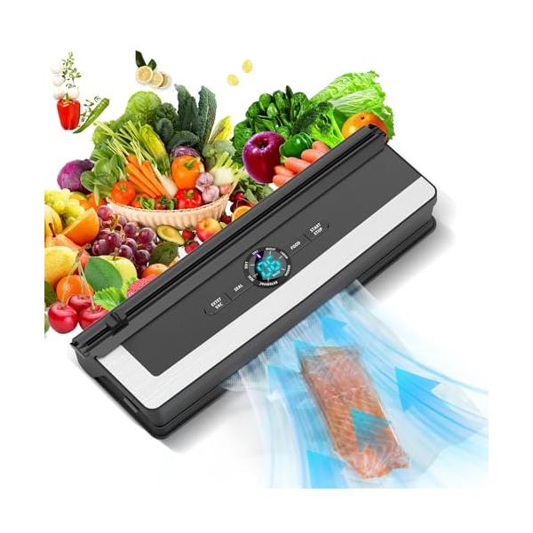 黒/-/AP-22・【家庭用強吸力真空包装機】真空パック機は乾物、汁物、キャニスター機能、手動の脱気、シールのみ、停止という六つのモードが搭載されています。最大真空圧-85kPaの真空パック機はわずかの間に効果的に脱気できます。食材の鮮度を...