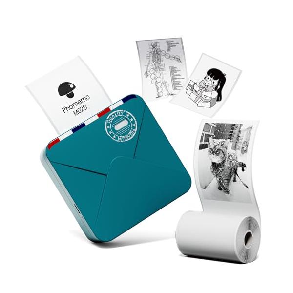 本体+サンプルグリーン/本体+1ロール用紙（サンプル）/M02S-BG・Style:本体+サンプルColor:グリーン・パッケージ個数:1・［実用性の高い万能ギフト］Phomemo M02S ミニプリンターは重量わずか 190g（スマホ並み...