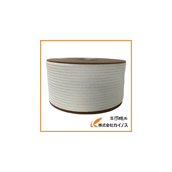 【特長】強度は３つ打に比べ４０％程度低下しますが、摩擦抵抗が少なく、ねじれにくいロープです。酸・アルカリ・海水などに強く、耐候性に優れ摩擦にも非常に強く、強力に優れたロープです。水に濡れても固くなりにくいロープです。【仕様】色:白線径(mm...