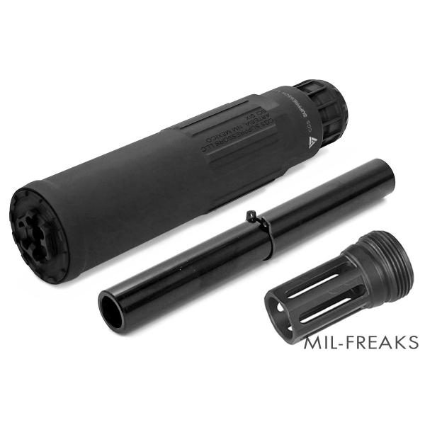 Airsoft Artisan CGS SCI-SIX タイプ ダミーサイレンサー &amp; SCI SIX フラッシュハイダーセット ブラック 逆ネジ 14mmCGSタイプ SCI-SIX サプレッサーとフラッシュハイダーのリアルレプリ...