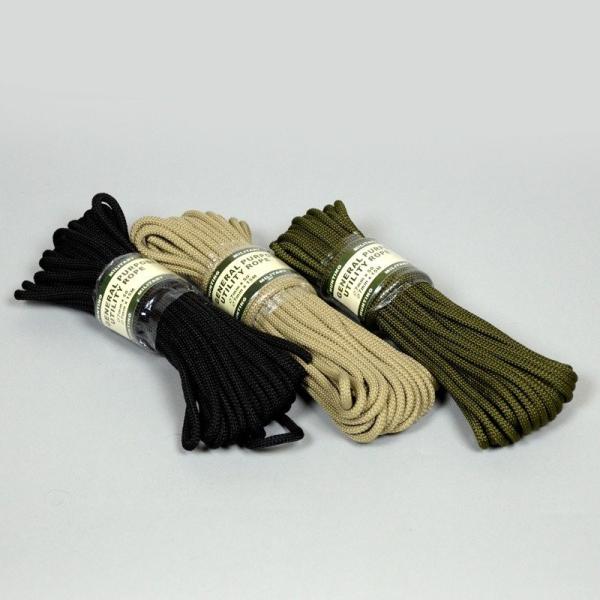 多目的に使えるユーティリティロープです。ロープの太さは７ｍｍで長さ１５ｍです。カラーはＯＤ・タン・黒の３色です。丈夫なロープですが登山用では御座いませんのでご注意ください。