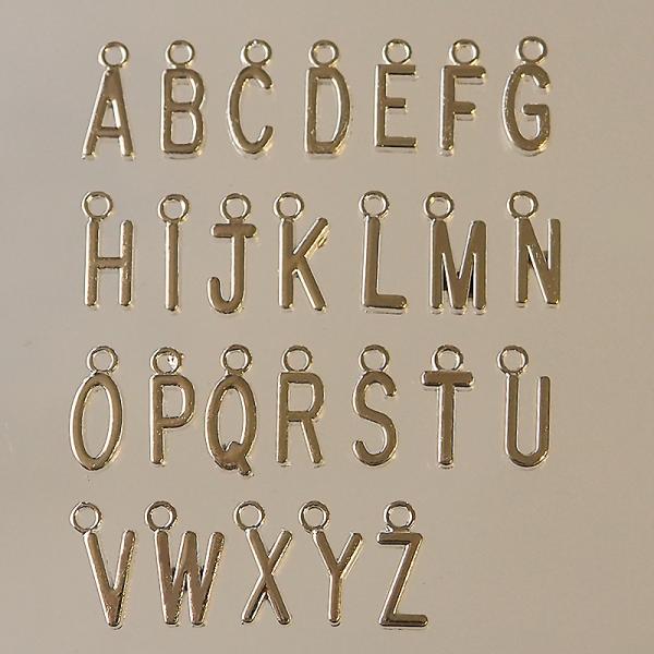 アルファベット イニシャル　チャーム D E Fタイプ シルバー ゴールドA〜Z 26文字 1セット　500円サイズ：Aが約0.6×1.6cm（ 6mm×16mm ）☆数量1で1セット☆ご希望のカラーを選んでくださいD： 銀古美　アンティー...