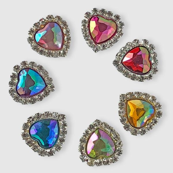 オーロラ カラー 　ハート型 センターパーツ　ネイルパーツ　シルバー台座1個　50円サイズ：　約1.6cm（ 16mm ）☆数量1で1個☆ご希望のカラーを選んでくださいA： ライトピンクABB： 濃ピンクABC： 赤ABD： オレンジABE...