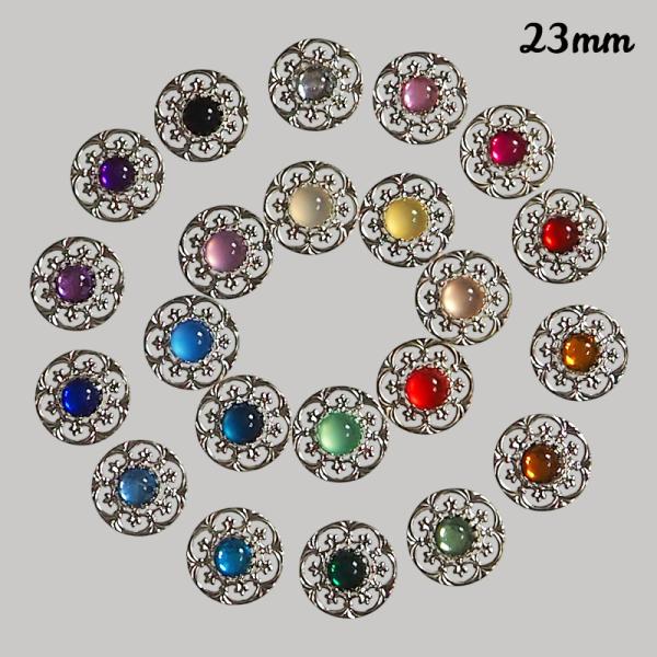 ラウンド　フラワー センターパーツ　シルバー台座1個　100円サイズ：　約2.3cm（ 23mm ）台座カラー　シルバー☆数量1で1個☆ご希望のカラーを選んでください※お色は管理用で、実際のお色とは異なる場合がございます*:..。☆*゜¨゜...