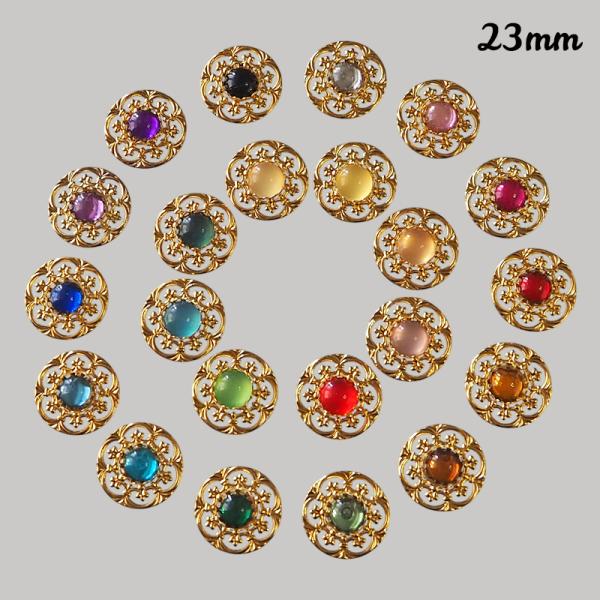 ラウンド　フラワー センターパーツ　ゴールド台座1個　100円サイズ：　約2.3cm（ 23mm ）台座カラー　ゴールド☆数量1で1個☆ご希望のカラーを選んでください※お色は管理用で、実際のお色とは異なる場合がございます*:..。☆*゜¨゜...