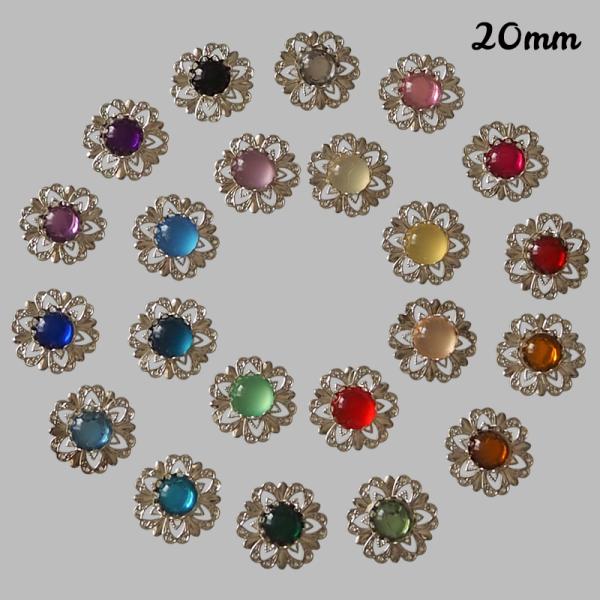 フラワー カット センターパーツ　シルバー台座1個　100円サイズ：　約2cm（ 20mm ）台座カラー　シルバー☆数量1で1個☆ご希望のカラーを選んでください※お色は管理用で、実際のお色とは異なる場合がございます*:..。☆*゜¨゜゜・*...