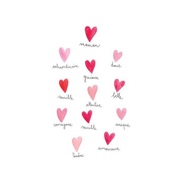 Papillon Papillonnage  /　　ダブルメッセージカード　(二つ折り)　クラフト封筒 Maman Coeurs   ハート！ハート！ハート！ パリ在住のシビルが自分の中のちいさな感覚や事柄をブログに書き、シンプルなインクの...