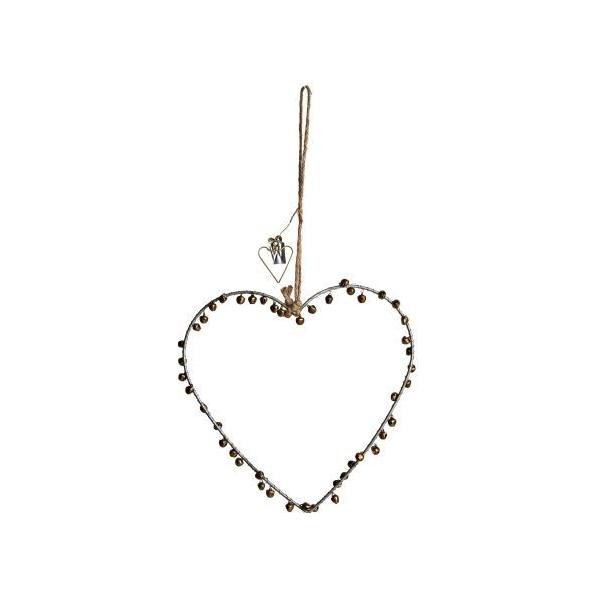 WALTHER&amp;Co. Heart bell 20cmシルバーのワイヤーにアンティーク調のゴールドのベルがぎっしり。優しい音色は幸せを呼んできてくれそうです。贈り物やお部屋、ツリー装飾に。これから何年先も楽しめるちょっとした宝物です...