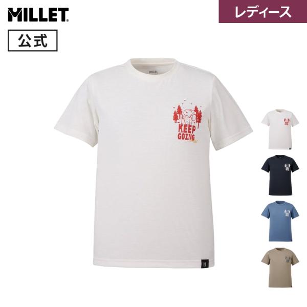 ミレーで定番の動物シリーズ。登山の楽しさをイメージし、シマリスをあしらったTシャツ26SS 26春夏 新作 new ウィメンズ Tシャツ・カットソー UVカット 抗菌・消臭 速乾性 登山ミレー Millet キープゴーイング ショートスリー...