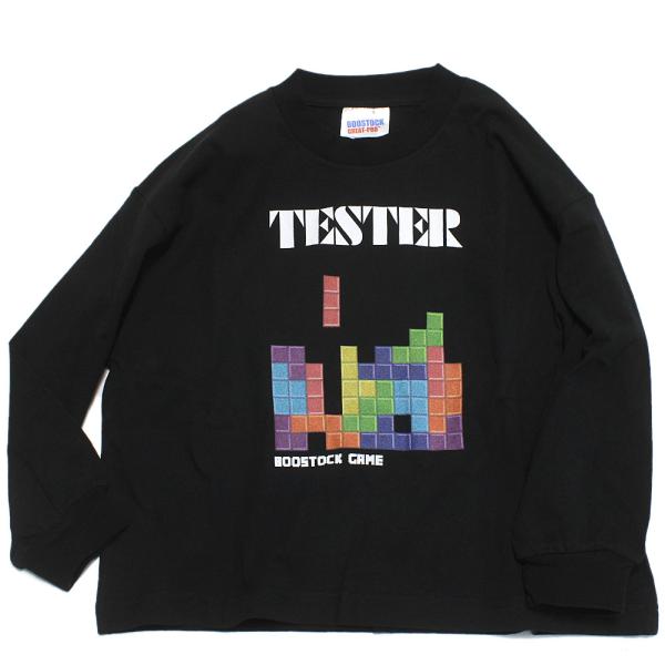 BOOSTOCK ブーストック“ブーストック”のTESTER L/S Tシャツ・レトロゲームをモチーフにしたプリントT・カラフルなブロックがコーディネートのアクセントに・肌触りのいいコットン100%・ラフに着用できるドロップショルダーシルエ...