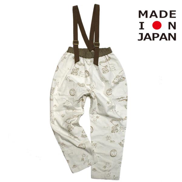 eLfinFolk エルフィンフォルク“エルフィンフォルク”のAuRora tarina printed　サスペンダーパンツ・今シーズンのテーマをイメージしてデザインされた総柄デザイン・AuRoraの夜空のものがたりを落書きのようにプリント...