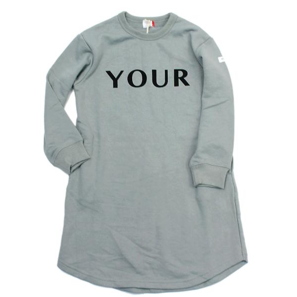 FOV フォブ“フォブ”のYOUR ワンピース・メッセージプリントが目を惹く1着・T/C裏毛のボディはコットンライクな肌触り・両脇にはスリットポケット付きMODEL GY/01 / 108cm / 17kg / M(110-120)サイズ着...