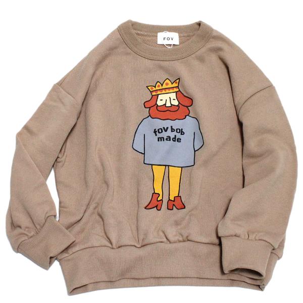 FOV フォブ“フォブ”の【FOVBOB】 king トレーナー・フロントのキャラクタープリントが目をひくトレーナー・綿混素材の裏毛仕様で快適な着心地・袖リブ仕様がデイリー使いにぴったり・ナチュラルなカラー展開が着回し力抜群【ご注意】素材の...